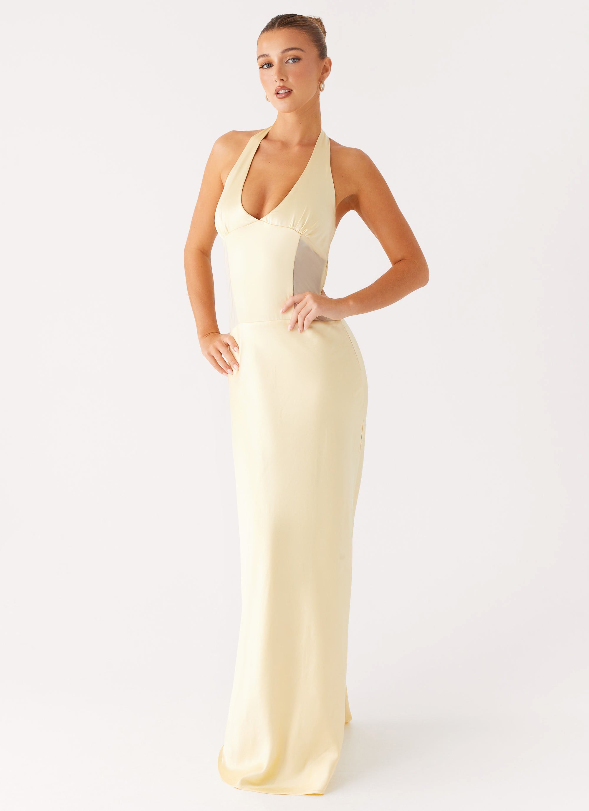 Ambre Mesh Panel Maxi Dress - Yellow – Peppermayo