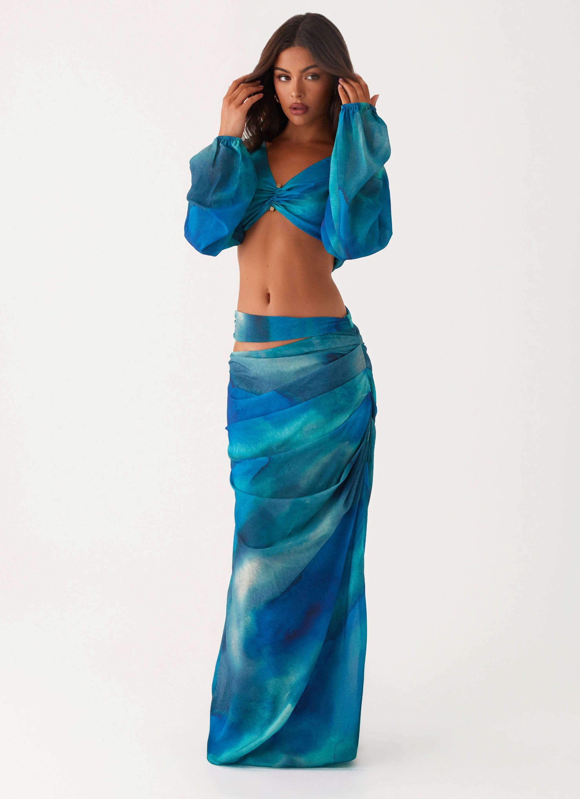 Austin Cut Out Maxi Skirt - Blue Tie Dye – Peppermayo