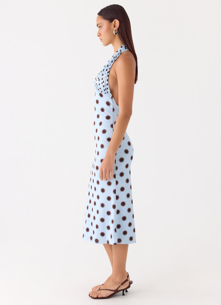 Awuku Midi Dress - Blue Mocha Dot – Peppermayo