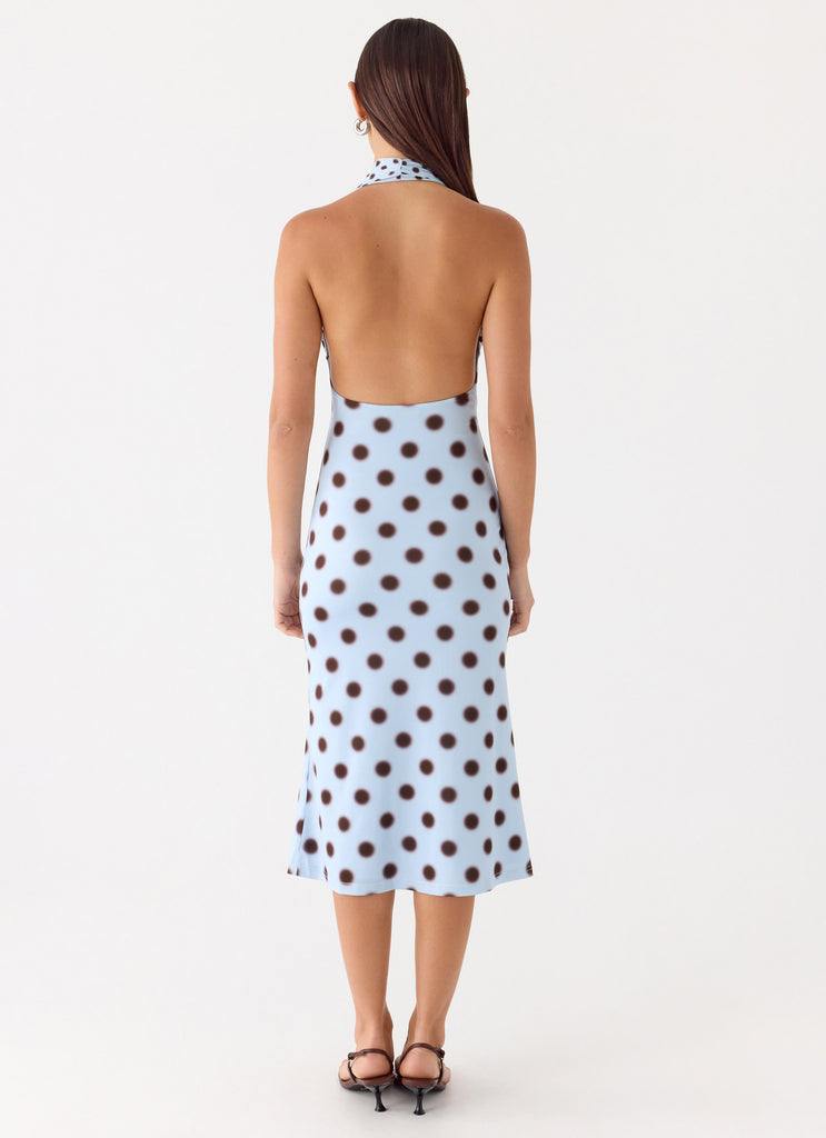Awuku Midi Dress - Blue Mocha Dot – Peppermayo