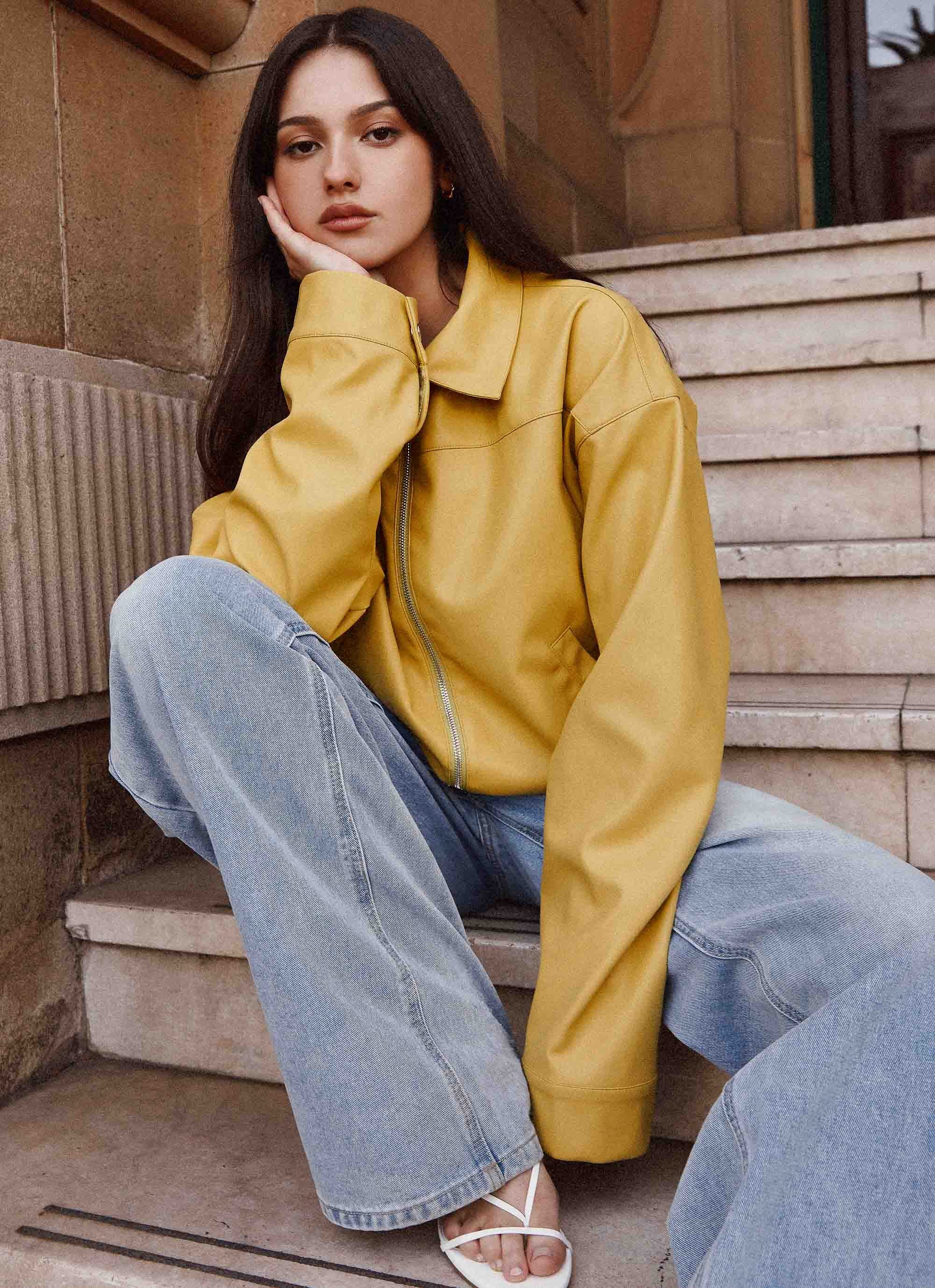 Elara Oversized Jacket - Yellow – Peppermayo
