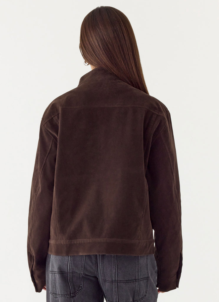 Jeremy Faux Suede Biker Jacket - Dark Chocolate – Peppermayo