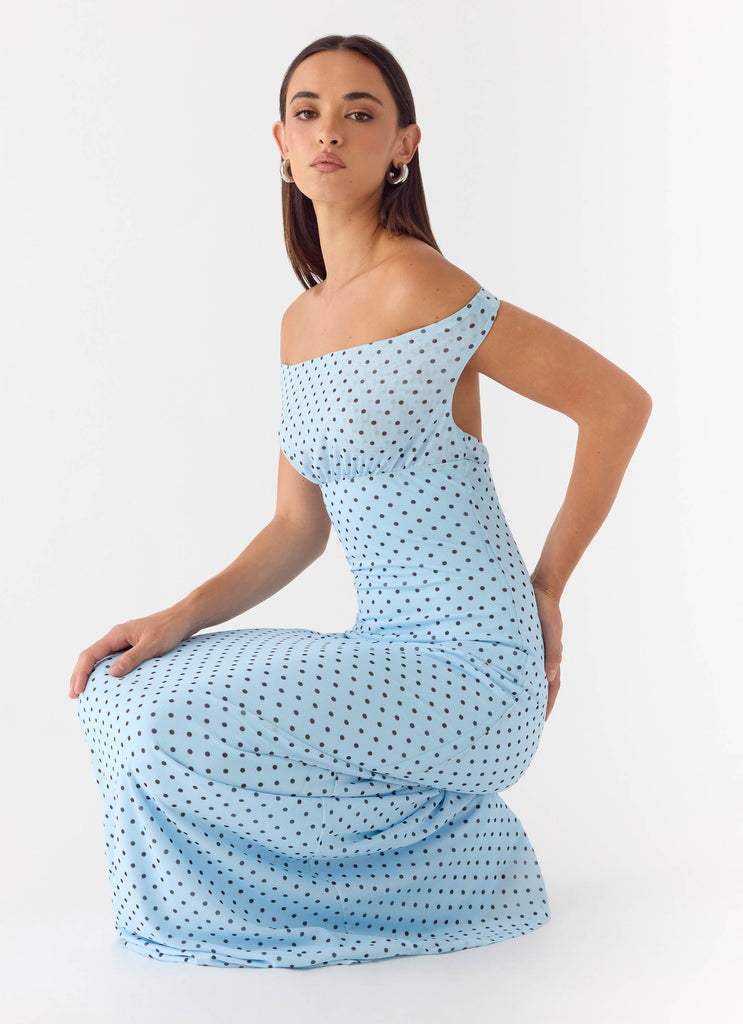 Like Me Now Maxi Dress - Blue Mocha Dot – Peppermayo