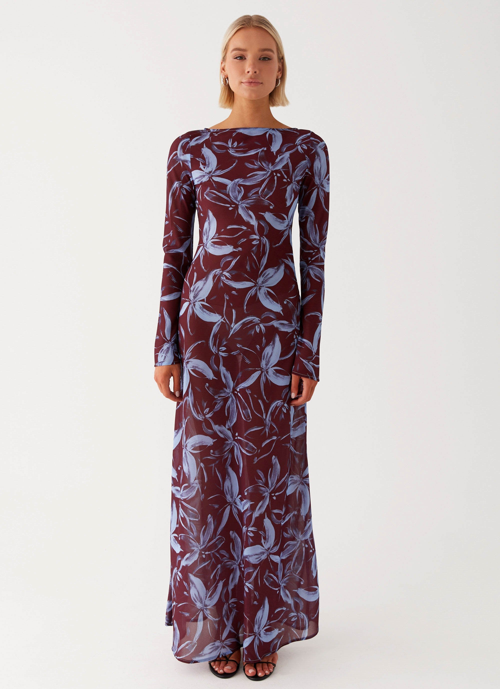 Lorde Maxi Dress - Brown Purple Floral – Peppermayo