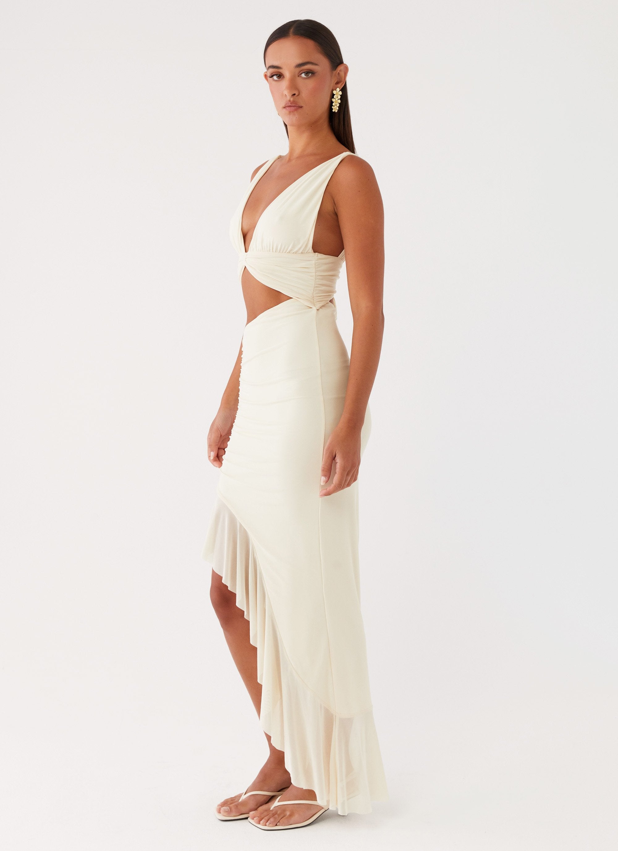 Luna Eclipse Cut Out Maxi Dress - Lemon – Peppermayo
