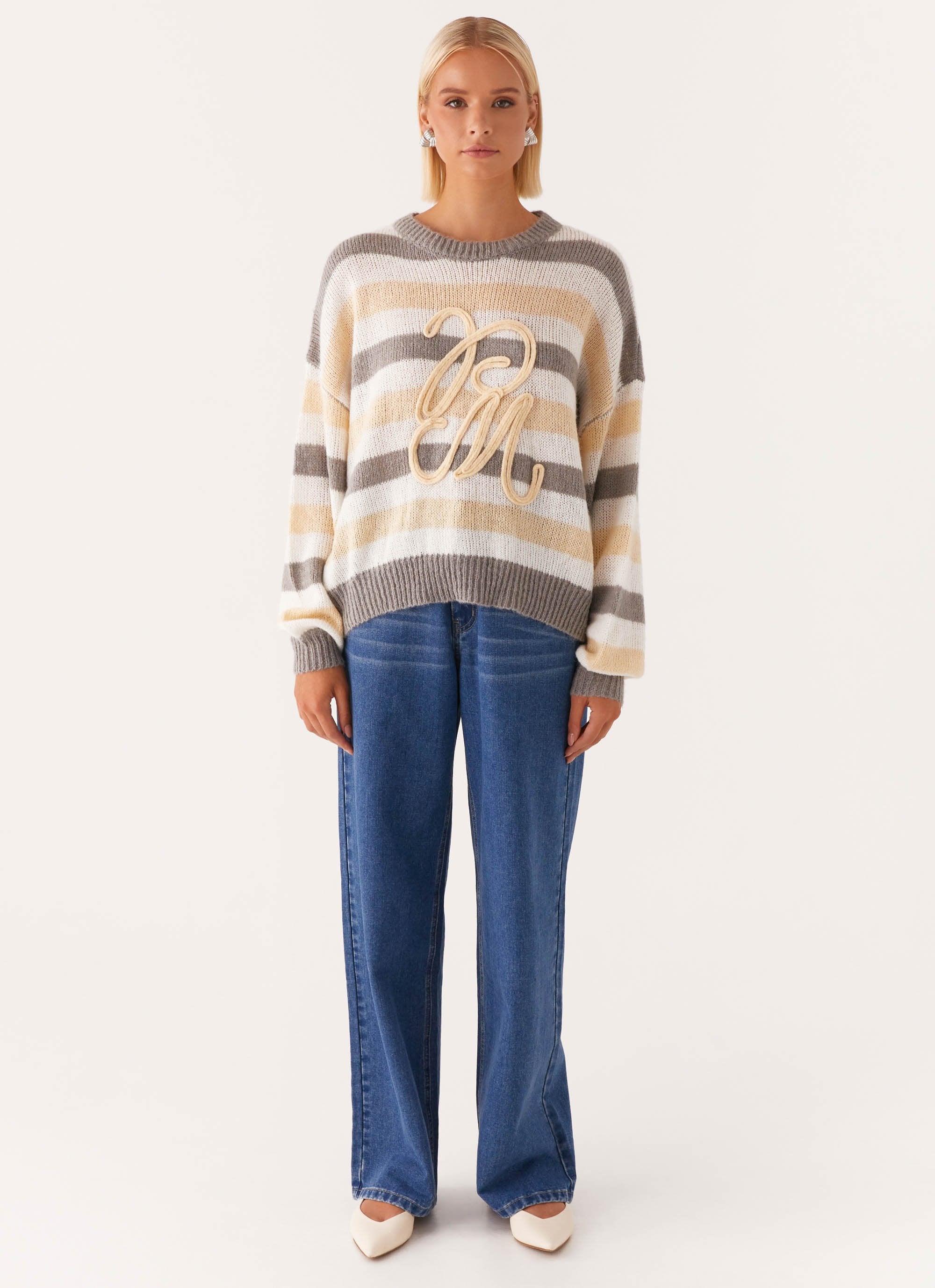 Main Character Oversized Knit Sweater Stripe Peppermayo