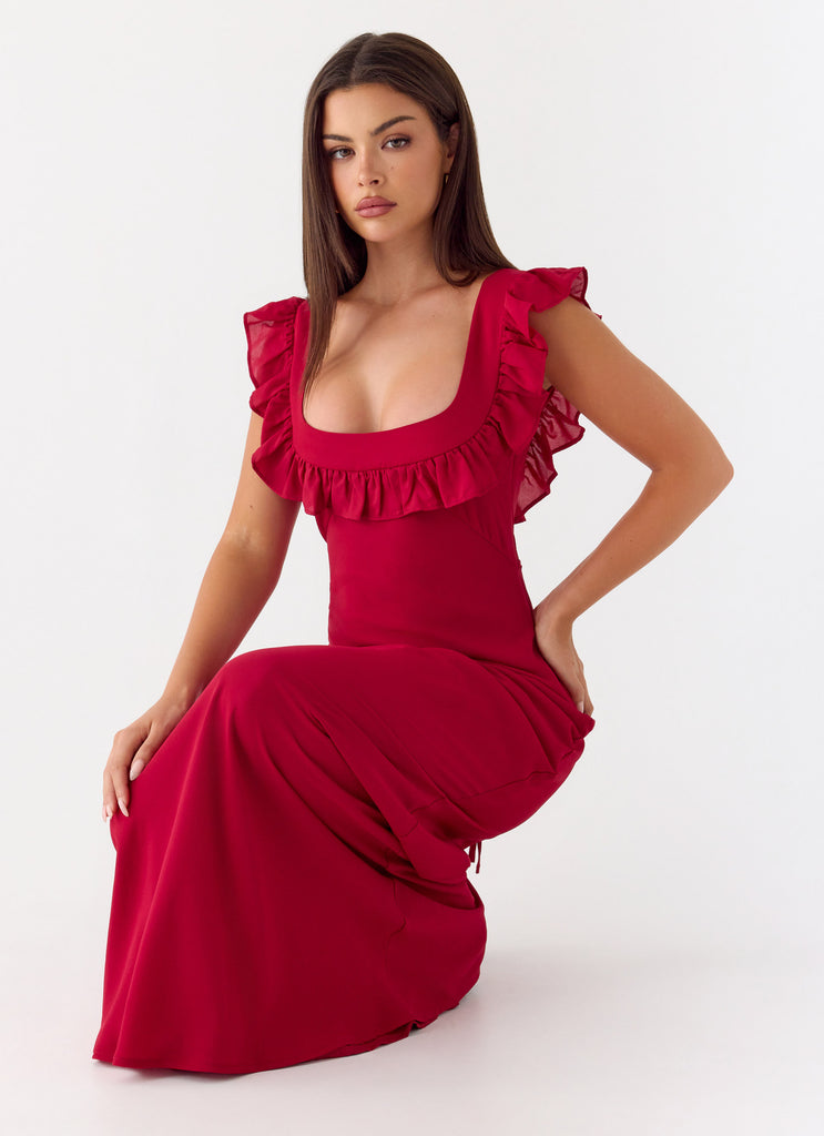 Malina Maxi Dress - Deep Red – Peppermayo