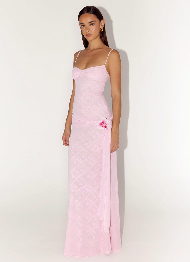 Natty Lace Mesh Maxi Dress - Petal Pink – Peppermayo