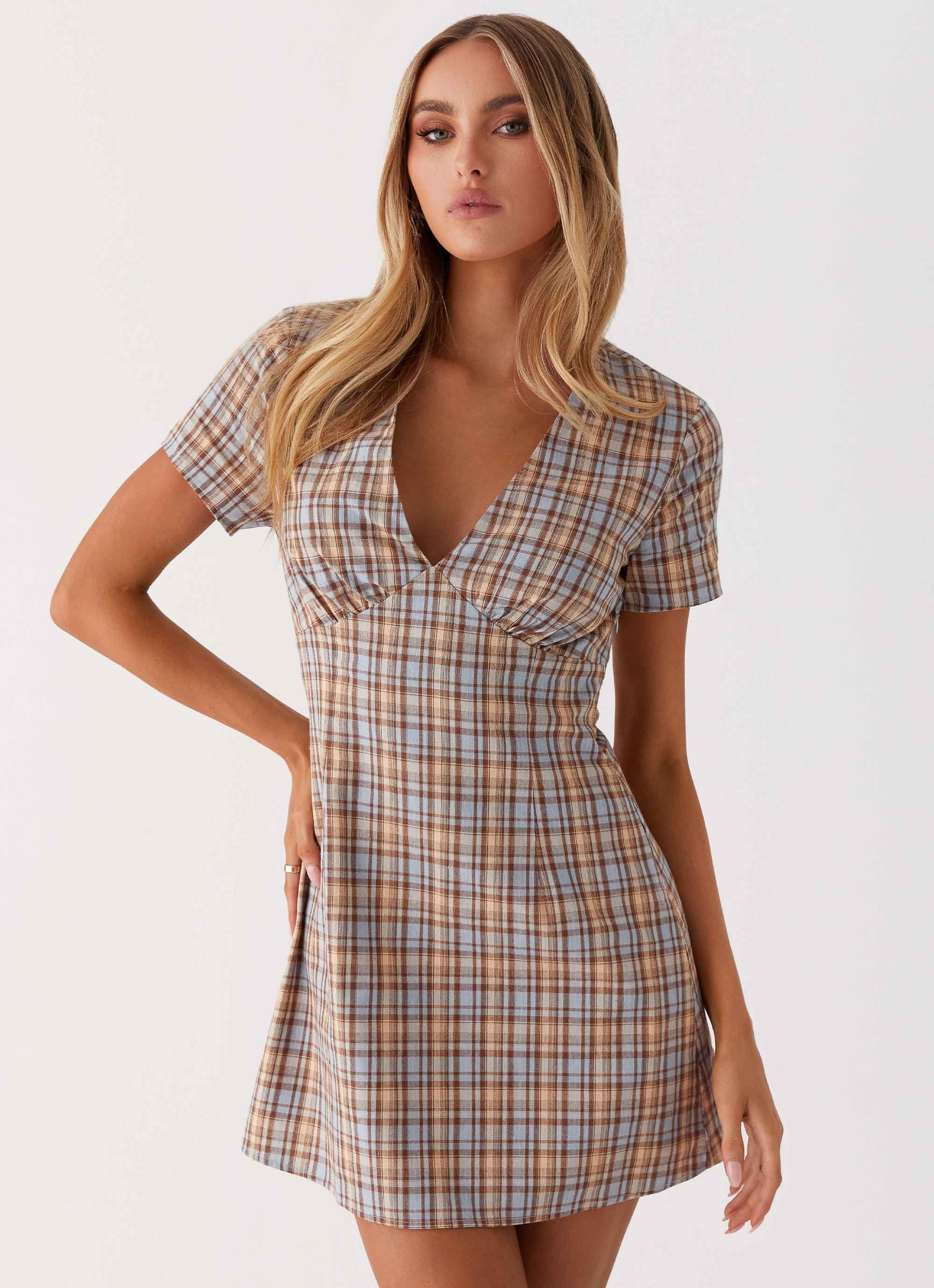 Niki Cap Sleeve Mini Dress - Check – Peppermayo