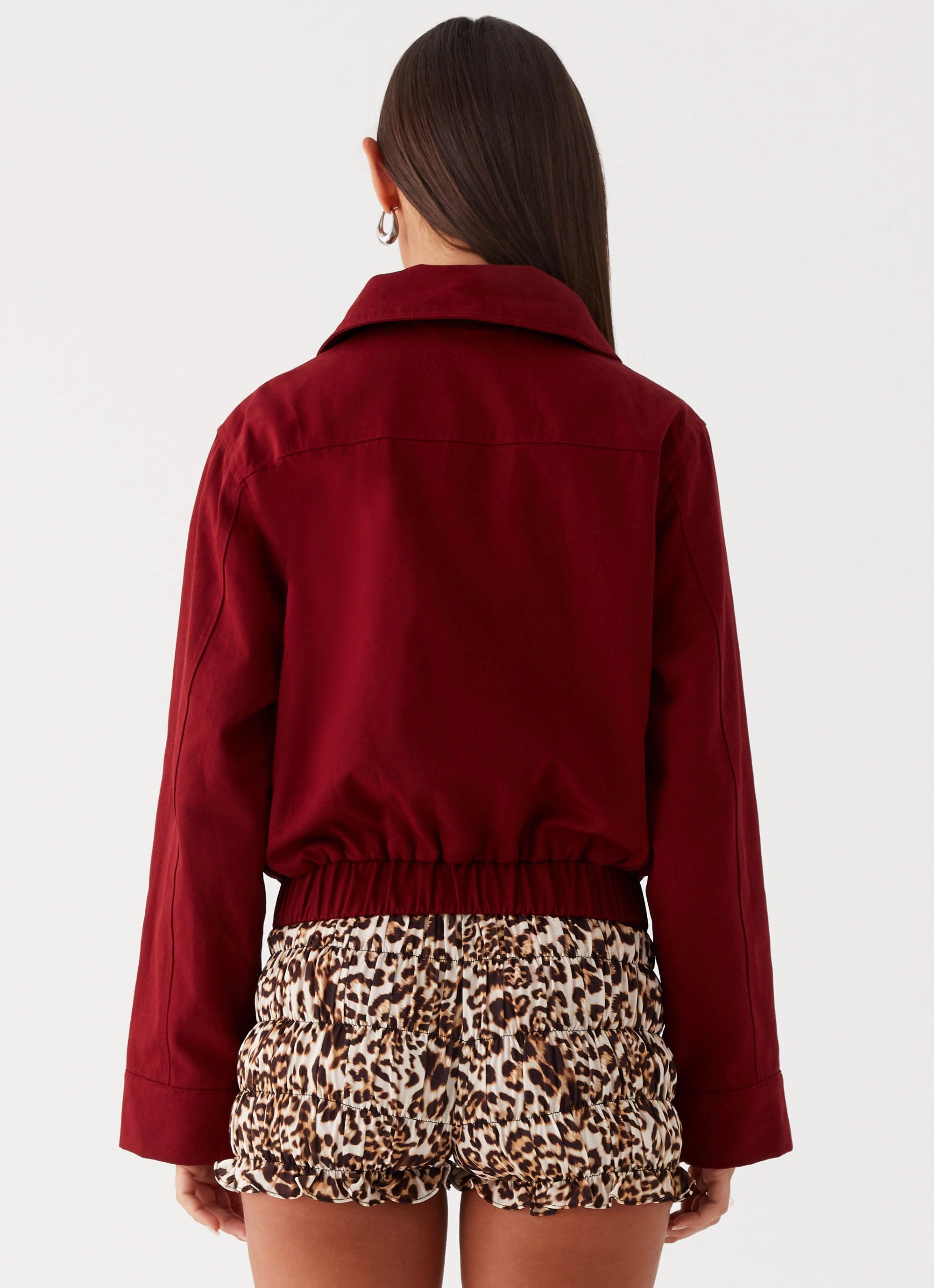 Right Direction Oversized Bomber Jacket - Deep Red – Peppermayo