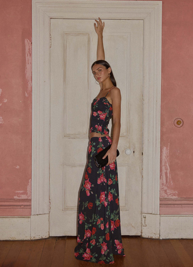 Star Girl Chiffon Maxi Skirt - Midnight Bloom – Peppermayo