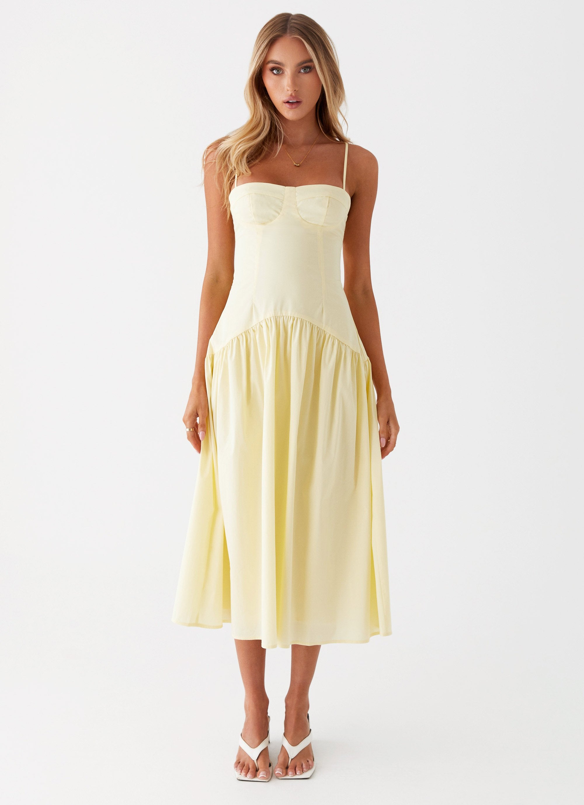 Yvette Corset Midi Dress - Yellow – Peppermayo